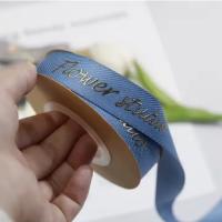 China Customized 3D Gold Foil Embossed Satin Grosgrain Ribbon with Personalized Logo Printing for sale