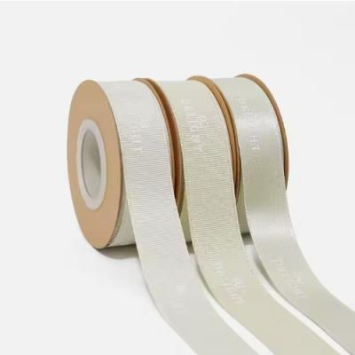 China Custom Embossed Ribbon for Craft Packaging Sustainable Polyester Glitter Satin Grosgrain for sale