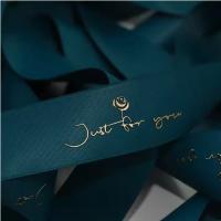 China Custom Polyester Ribbon Spool With 3D Gold Foil And Printed Logo for sale