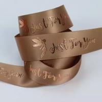 China Customized Satin 3D Name Company Logo Printed Floral Ribbon for Valentine's Day Decor for sale
