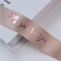 China Customized Satin 3D Name Company Logo Printed Floral Ribbon for Valentine's Day Decor for sale