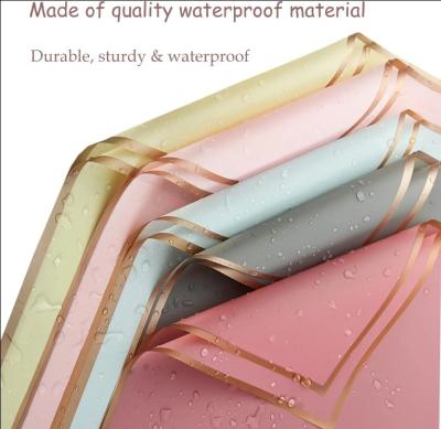 China Waterproof 58*58cm Golden Edge Bouquets Flower Wrapping Paper for Florist Packaging for sale