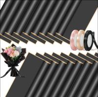 China Waterproof 58*58cm Golden Edge Bouquets Flower Wrapping Paper for Florist Packaging for sale
