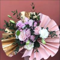 China 64X34X0.36 cm Well Handfeel Double-sided Plastic Flower Wrapping Paper with Gold for sale