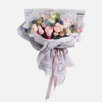 China Flower Letter Printed Personalized Gift Wrapping Paper for Reed Pulp Bouquet Packing for sale