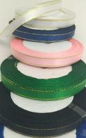 China High Tenacity Satin Ribbons Pink Golden Edge Ribbon Hholesale Gift Packaging Ribbons for sale