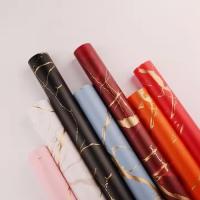 China wholesale gold marbling flower wrapping paper waterproof Floral materials gift wrapping for sale