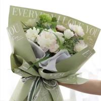 China Multiple Colors  English Words Bouquet Korean Flower hug pattern flower Wrapping Paper for sale