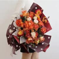 China korean flowers dot pattern wrapping paper florist flower wrapping paper flower bouquet for valentine's day for sale