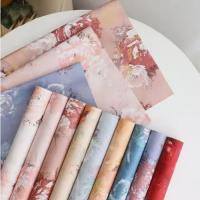 China Korean Style Flower Bouquet Wrapping Paper with Vintage Rose Oil Painting Pattern 58*58cm Mixed Pulp for sale