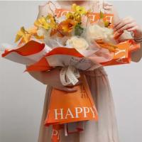China Alphabet Pattern Plastic Waterproof Flower Wrapping Paper Flower Packaging Paper Wrap gift crepe papers packaging for sale