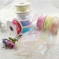 China Custom Solid Color Sheer Chiffon Pink Silk Organza Ribbon for Wedding Gift Wrapping for sale