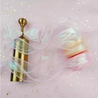 China Custom Solid Color Sheer Chiffon Pink Silk Organza Ribbon for Wedding Gift Wrapping for sale