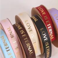China Polyester Letters Classic Eternal Love Thread Ribbon Roll for Bouquet and Gift Wrapping for sale