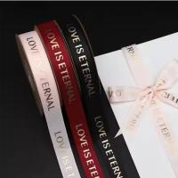 China Polyester Letters Classic Eternal Love Thread Ribbon Roll for Bouquet and Gift Wrapping for sale