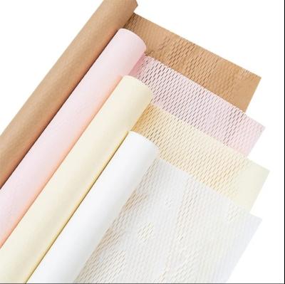 China 18 Colors Kraft Paper Wrap Roll for Flowers Pack Accessories Gifts Moving Shipping Honeycomb Packing for sale