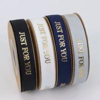 China Polyester Tuff Printed Ribbon Roll Double Solid Color Eco-friendly Gold Foil Logo for sale