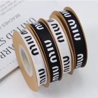 China Customized Logo Printing 13mm Grosgrain Ribbon Roll in Black White for Bottle Flowers for sale