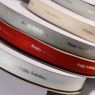 China Polyester Satin Grosgrain Ribbons with Logo Custom Luxury Floral Wax Silk Print for Gift Wrap for sale