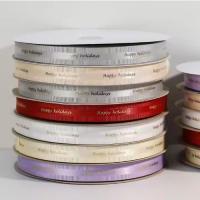 China Polyester Satin Grosgrain Ribbons with Logo Custom Luxury Floral Wax Silk Print for Gift Wrap for sale