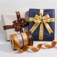 China Polyester Satin Ribbon 3D Embossed Printed Recycled Gossgrain Food Crafts Bag Packaging Custom Logo for sale