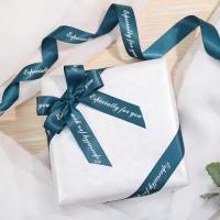 China Custom Printed Logo Satin Ribbon Roll Hot Stamping Decorative Grosgrain for Gift Wrapping for sale