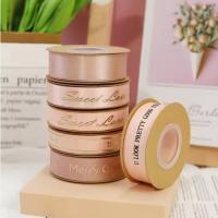 China High Light Custom Gold Foil 3D Embossed Satin Ribbon Polyester Material for Birthday Decorations for sale