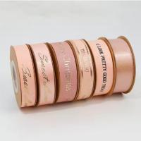 China High Light Custom Gold Foil 3D Embossed Satin Ribbon Polyester Material for Birthday Decorations for sale