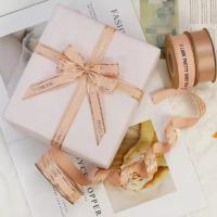 China High Light Custom Gold Foil 3D Embossed Satin Ribbon Polyester Material for Birthday Decorations for sale