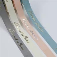 China Customized Grey Shiny 3D Foil Printing Polyester Grosgrain Ribbon for Gift Packaging for sale
