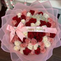 China Waterproof Flower Wrapping Paper Simple Style Design Offset Printing Korean Paper Package 60X32X1 cm for sale