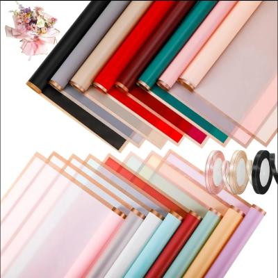China Smooth Golden Edge Flower Wrapping Paper 58CM * 58CM Customized for Florist Packaging for sale