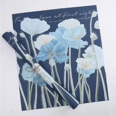China Waterproof Custom Floral Wrapping Paper for Bouquet Korea Style Mixed Pulp Flower Painting for sale