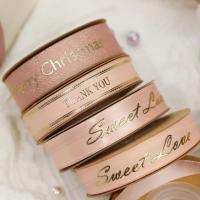 China High Tenacity Gift Wrapping Satin Ribbon with Custom Printed Logo and Rose Gold Foil for sale