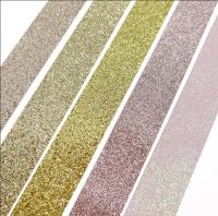 China Christmas Polyester Sparkle Green Glitter Ribbon For Gift Wrapping with Customized Color for sale