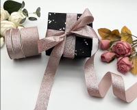 China Christmas Polyester Sparkle Green Glitter Ribbon For Gift Wrapping with Customized Color for sale