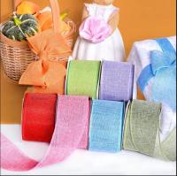China Wired Burlap Ribbons Roll for Gift Wrap in 63mm 10yards Package Size 10X10X10 cm for sale