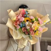 China 3D Print Mixed Pulp Art Paper Flower Wrapping Paper for Colorful Bouquet Wrapping for sale