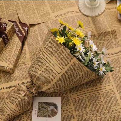 China Waterproof Flower Bouquet Wrapping Paper Kraft Paper Newspaper Design Many Colors 50g for sale