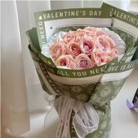 China Direct Mixed Pulp 50g Waterproof Flower Wrapping Paper with Rose Printed Bouquet Design for sale