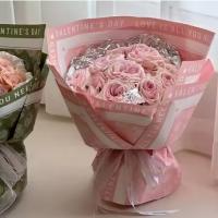 China Direct Mixed Pulp 50g Waterproof Flower Wrapping Paper with Rose Printed Bouquet Design for sale