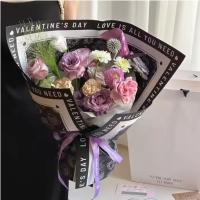 China Direct Mixed Pulp 50g Waterproof Flower Wrapping Paper with Rose Printed Bouquet Design for sale