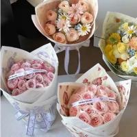 China Valentine's Day Printing Special-shaped Flower Wrapping Paper 50g Mixed Pulp Waterproof for sale