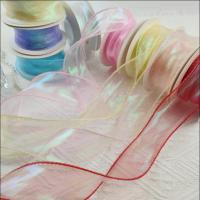 China Custom Solid Color Sheer Chiffon Pink Silk Organza Stain Ribbon For Wedding Gift Bouquets Wrapping Decoration for sale