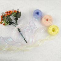 China Custom Solid Color Sheer Chiffon Pink Silk Organza Stain Ribbon For Wedding Gift Bouquets Wrapping Decoration for sale