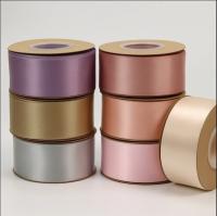 China Custom Double Sided Satin Wrap Ribbon Sustainable Decoration Silk Ribbon Ivory Purple for sale