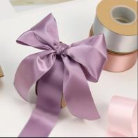 China Custom Double Sided Satin Wrap Ribbon Sustainable Decoration Silk Ribbon Ivory Purple for sale
