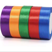 China Solid Color Single Face Satin Ribbon For Gift Wrap 25 mm Customize Package size 9X9X2.5 cm for sale