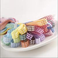 China Custom Colorful Tartan Grid Gingham Polyester Woven Plaid Stain Ribbon For Gift Wrapping Decoration Wholesale for sale