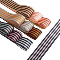 China Wholesale Double Face Polyester Cotton Blend Striped Ribbon For Diy Hair Bows Gift Wrap Cake Packing Decoration for sale